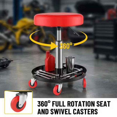 Rolling Mechanic Stool Wheeled Garage Seat Padded Creeper Seat