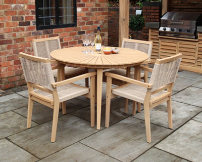 ROMA 120cm 4 Seat Set with Rope Stacking Chairs