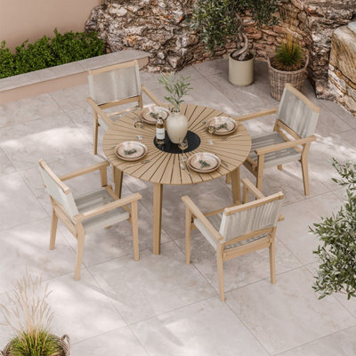 ROMA 120cm 4 Seat Set with Rope Stacking Chairs