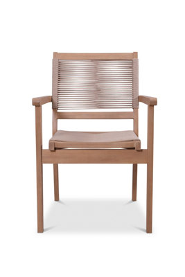 ROMA 150cm 6 Seat Set with Rope Stacking Chairs