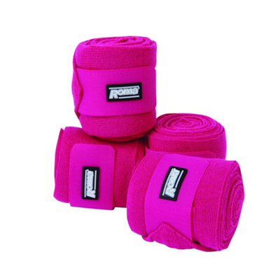 Roma Acrylic Stable Bandages (Pack of 4) Bright Pink (One Size)