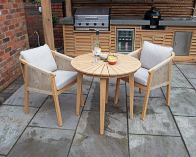 ROMA BISTRO SET WITH ROPE LOUNGE DINING CHAIRS