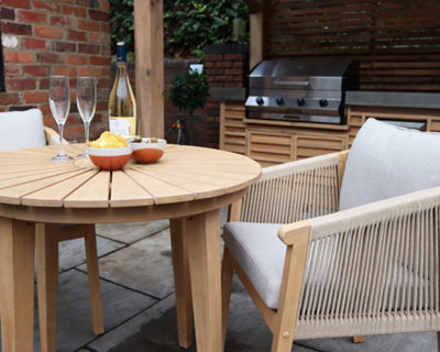 ROMA BISTRO SET WITH ROPE LOUNGE DINING CHAIRS