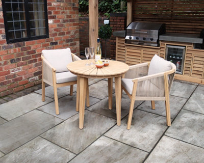 ROMA BISTRO SET WITH ROPE LOUNGE DINING CHAIRS