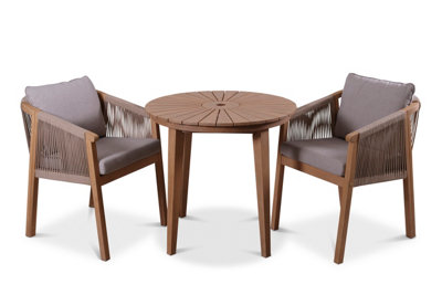 ROMA BISTRO SET WITH ROPE LOUNGE DINING CHAIRS