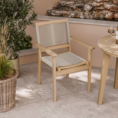 ROMA Bistro Set with Rope Stacking Chairs