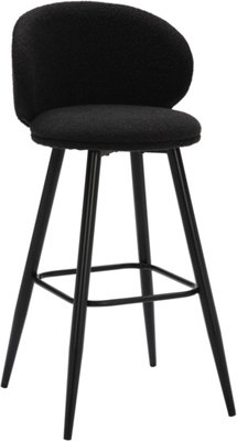 Roma Boucle Kitchen Bar Stools, Single, Fixed Height Metal Legs With ...