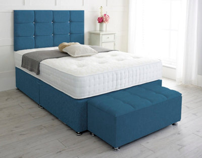 Roma Chenille Divan Bed, with Pocket Mattress & Ottoman Storage Box ...