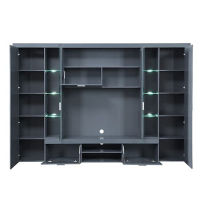 Roma Entertainment Unit Grey With High Gloss Fronts And LED