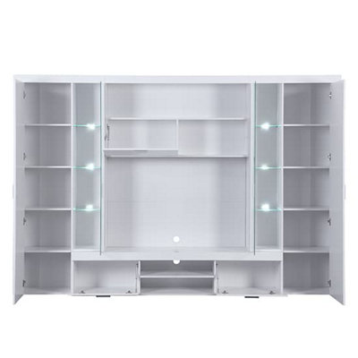 Roma Entertainment Unit White With High Gloss Fronts And LED