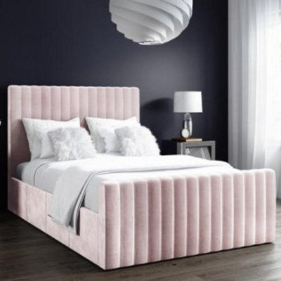 Roma Panel Lined Upholstered Bed Frame with Tubular Headboard ...