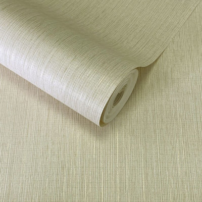 Roma Plain Texture Heavyweight Vinyl Wallpaper Beige / Gold World of ...