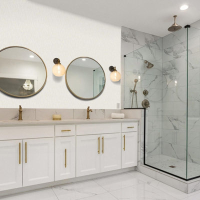 Roma Plain Texture Heavyweight Vinyl Wallpaper Cream / Gold World of ...