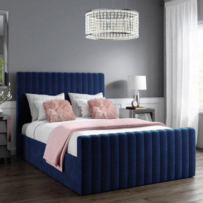 Roma Tubular Head And Foot Bed Frame Optional Gas Lift Storage - Pebble ...