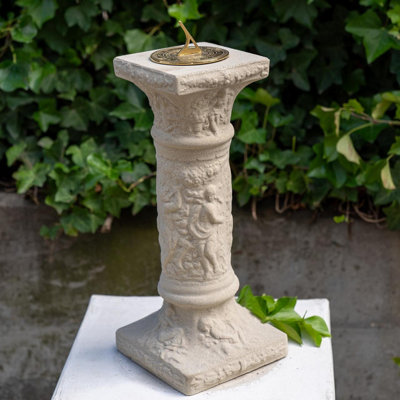 Buy Roman design Tall Sandstone Sundial with Bronze Top | DIY at B&Q