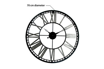 Roman Numerals Metal Large Iron Wall Clock - Vintage Look Clock for ...