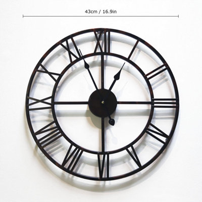 Roman Numerals Wall Clock for Indoor - Vintage Look Clock, Iron Large ...
