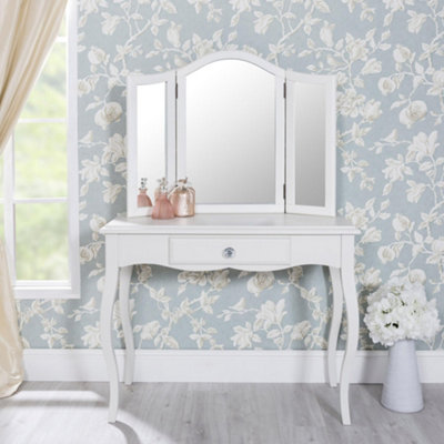Romance Antique White 3-Way Dressing Table Mirror