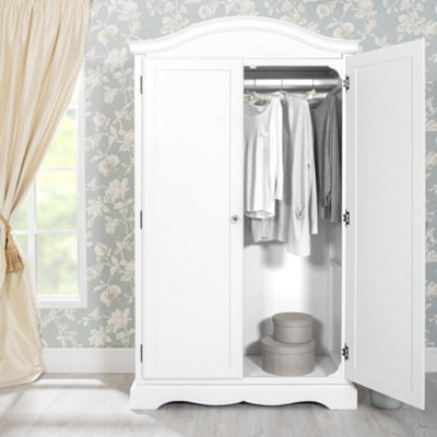 Romance Double Wardrobe French Style with Crystal Handles - True White