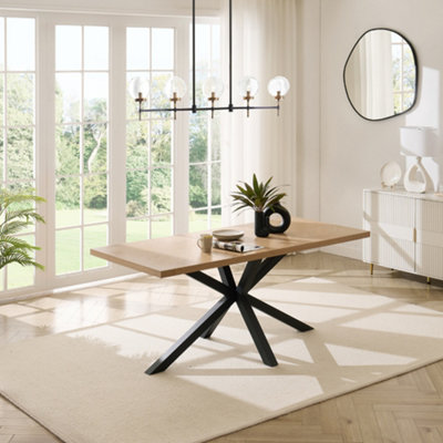 Romano Rectangle Herringbone Wooden Dining Table