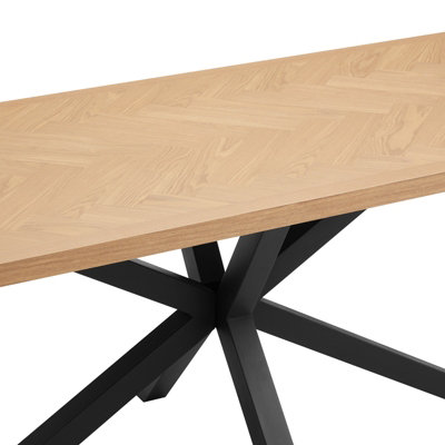 Romano Rectangle Herringbone Wooden Dining Table