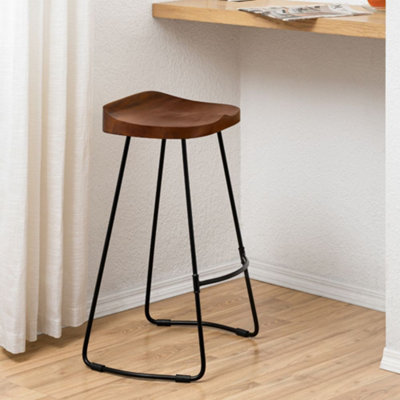 Romboss Saddle Seat Kitchen & Breakfast Counter Bar Stool Walnut ...