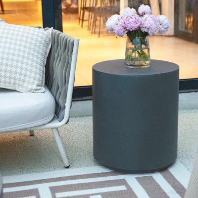 Rome GRC Side Table in Slate Black