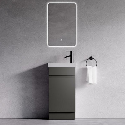 Romeo Matt Grey Floorstanding Cloakroom Vanity Unit with Basin (W)390mm