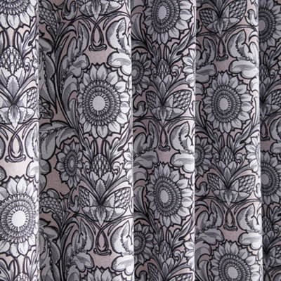 Romilly Floral Jacquard Natural Pair of Blackout Eyelet Curtains