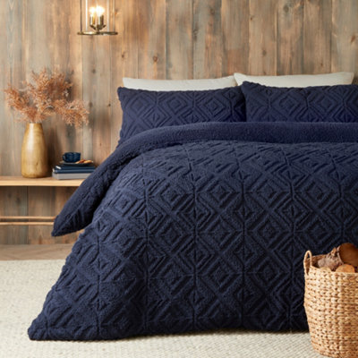 Romo Navy Fleece & Sherpa Duvet Cover Set