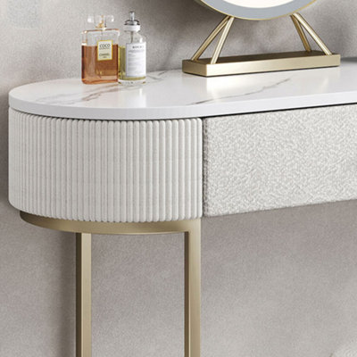 Romy Bouclé Dressing Table with Evie LED Mirror