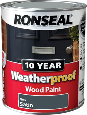 Ronseal 10 Year Weatherproof Satin Finish Exterior Wood Paint 750 ml - Grey