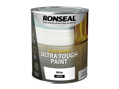 Ronseal 37524 Stays White Ultra Tough Paint Satin White 750ml RSLSWUTSP750