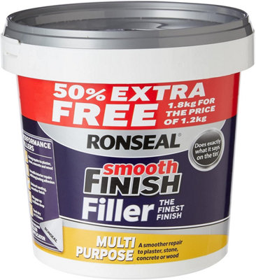 Ronseal Smooth Finish Filler Ready Mixed 1.8kg White Indoor Multi ...