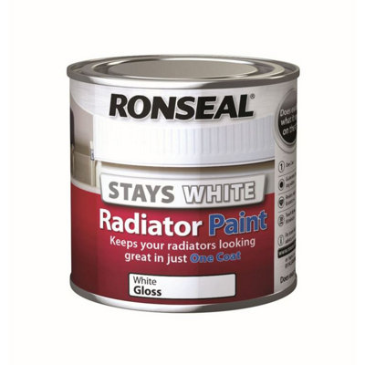 Ronseal Stays White Radiator Paint White Gloss 250ml | DIY at B&Q