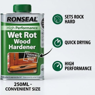 Ronseal Wet Rot Wood Hardener 250ml Restores Rotten Wood Doors Windows ...