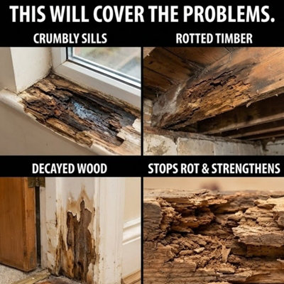 Ronseal Wet Rot Wood Hardener 250ml Restores Rotten Wood Doors Windows ...