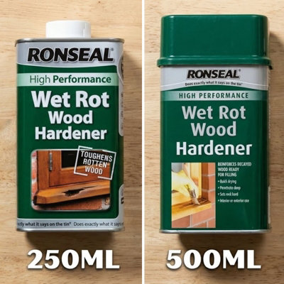 Ronseal Wet Rot Wood Hardener 250ml Restores Rotten Wood Doors Windows ...