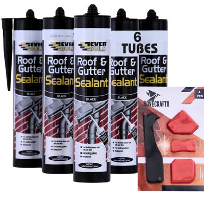 Roof & Gutter Sealant - Pack of 6 Tubes (295ml each) Black Sealant ...