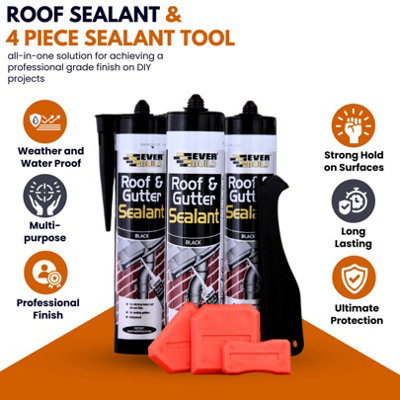 Roof & Gutter Sealant - Pack of 6 Tubes (295ml each) Black Sealant ...
