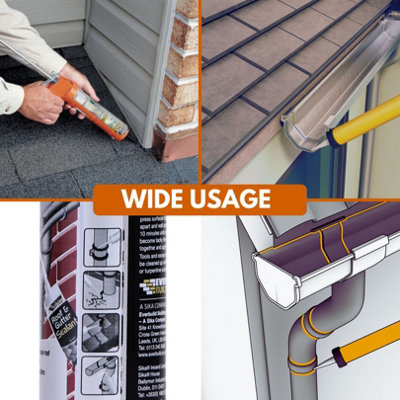 Roof & Gutter Sealant - Pack of 6 Tubes (295ml each) Black Sealant ...