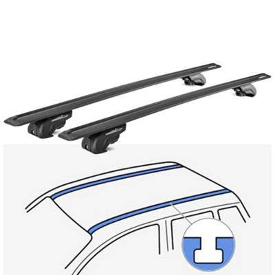 Roof Rack Wing Bars Black, VW Transporter, Caravelle T5 / T6 2003 to ...