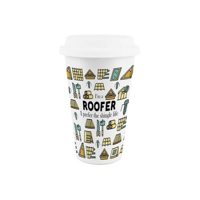 Roofer Ceramic Travel Mug - Novelty Tradies New Job Gift Flask- Double ...