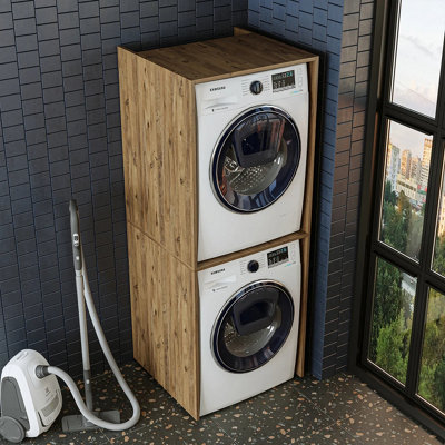 Roomart DUO Tall Washer Dryer Stacker Cabinet Oak Effect Vertical ...