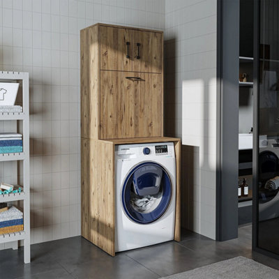 Roomart Luna Washing Machine Cabinet with Built In Laundry Basket and ...