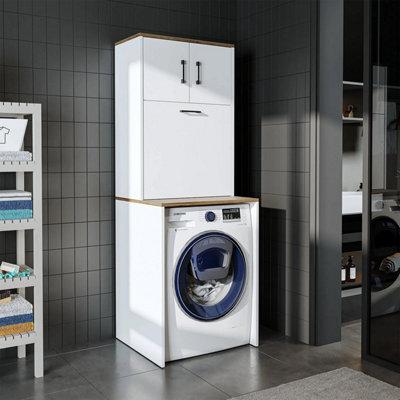 Roomart Luna Washing Machine Cabinet with Built In Laundry Basket and ...