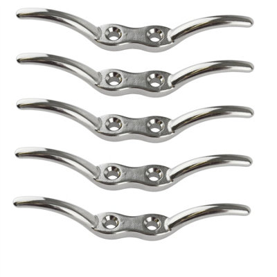 Rope Cleat 4-1/2" Stainless Steel Marine Grade 5 PACK 316 Boat Washing ...