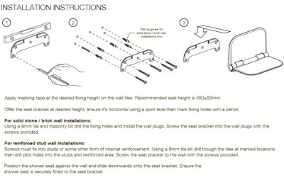 Roper Rhodes Wall Mounted Shower Seat Fold Away Easy Clean - Max 160kg 25 Stone