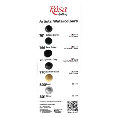 Rosa Gallery Watercolour Dot Card - 6 Colours, Artist Sample Sheet for ...