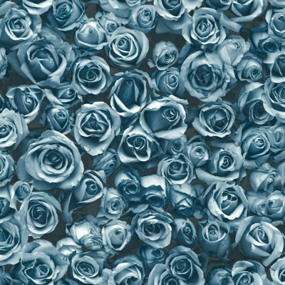 Rosalee Blue Small Roses Floral Photographic Flower Wall Wallpaper 158504